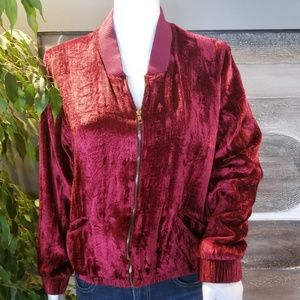 Angie | Jackets & Coats | Angie Crushed Velvet Bomber Size Large | Poshmark